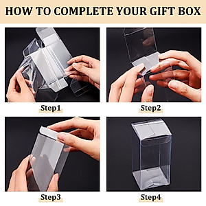 BENECREAT 20PCS Clear Wedding Favour Boxes 4x2x2 Rectangle PVC Transparent Gift Boxes for Candy Chocolate Valentine