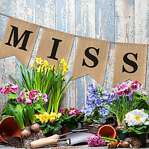 LINGTEER Miss to Mrs Burlap Bunting Banner - Perfect for Wedding Bridal Shower Bachelorette Party Decorations.