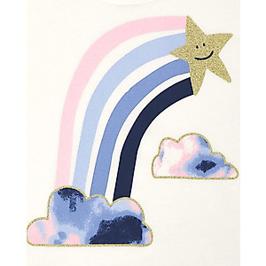 The Children's Place Baby Girls' and Toddler Short Sleeve Flutter Knit Shirts, Ruffle Floral/Aqua/Stripe 3-Pack, 4 Years