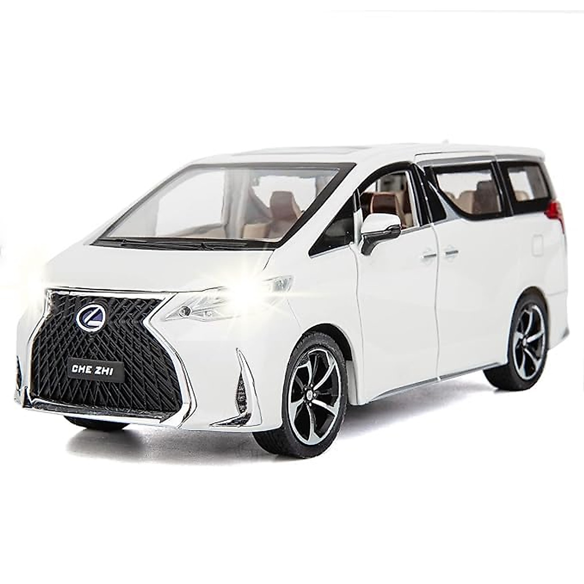 WAKAKAC Alloy Diecast Model Car 1/24 Lexus LM300 Pull Back Collectible Toy Car with Light and Sound Toy Vehicle for Kids Children Gift (White)