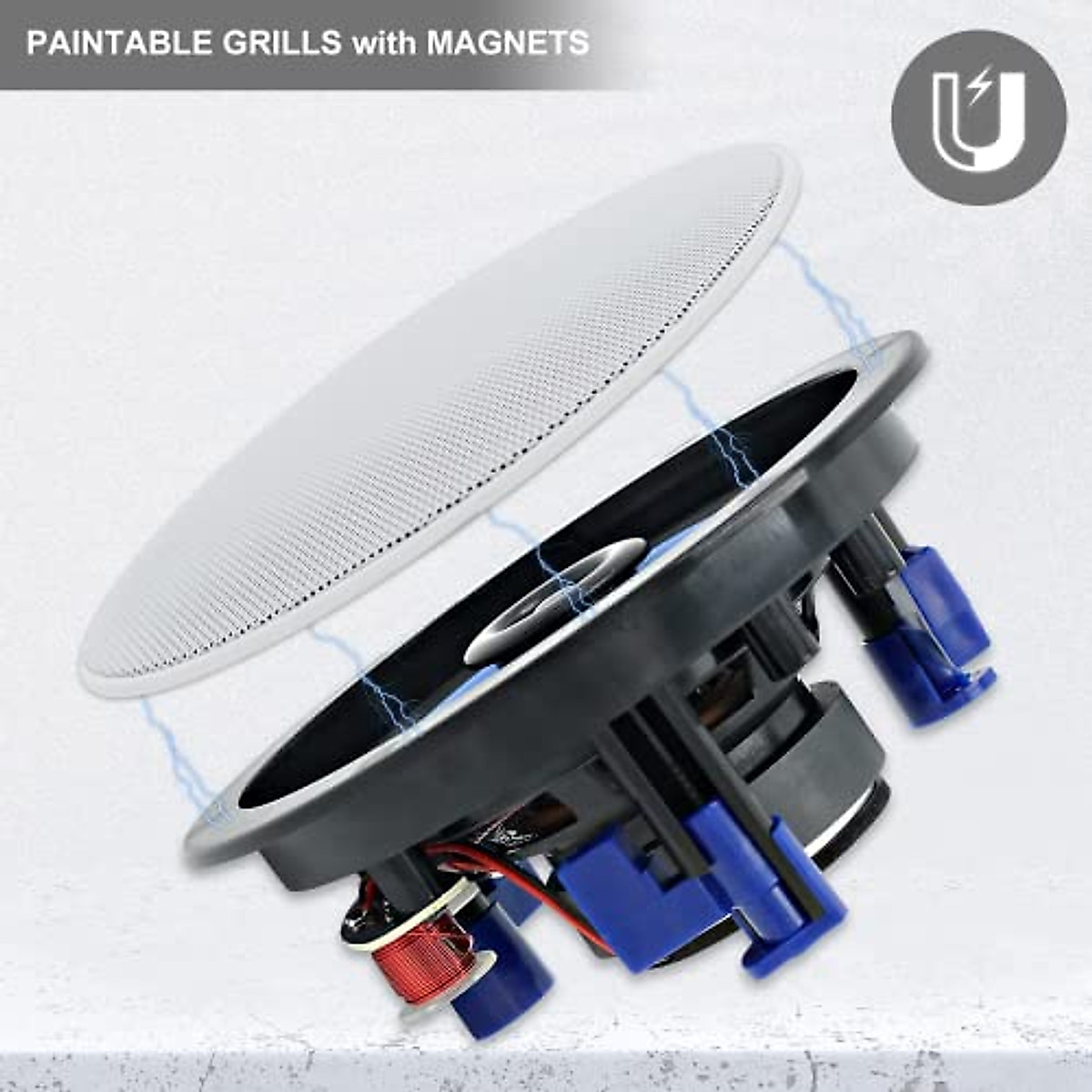 Herdio 4 Inch Bluetooth Ceiling Speakers (Pairs) 160W Flush Mount in Wall Amplifier Receiver Perfect for Indoor Home & Covered Outdoor Porch