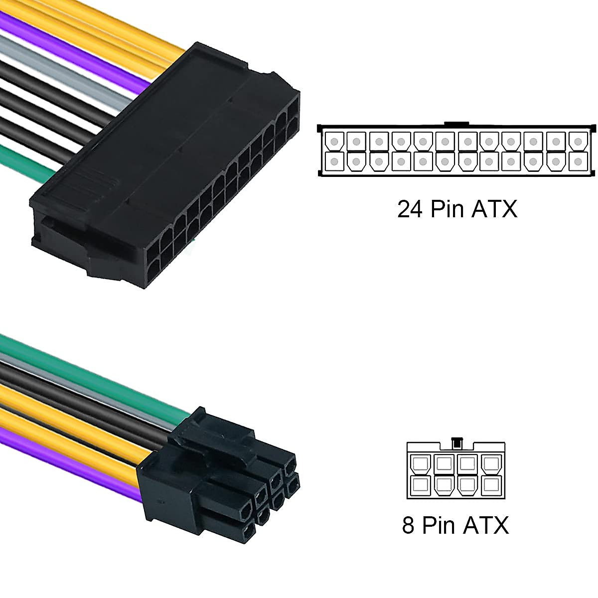 DKARDU 24 Pin to 8 Pin ATX, PSU Power Supply Adapter Cable for DELL Optiplex Motherboards 3020 7020 9020 30cm 12-inch 18AWG