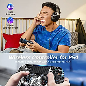 XISOGUU 2 Pack Wireless Controller for PS4, Wireless Remote Control Compatible with Playstation 4/Slim/Pro,with Double Shock/Audio/Six-axis Motion Sensor (black graffiti)