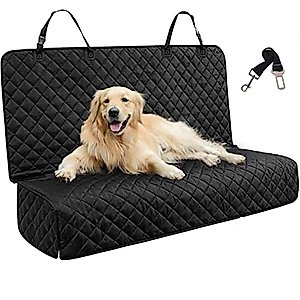 JSTHT Dog Car Seat Covers for Back Seat Waterproof Bench Seat Cover Protector Nonslip Durable Soft Pet Back Seat Covers for Car, Truck, & SUV (Black)
