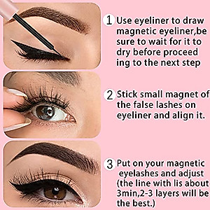 Magnetic Eyeliner 3PCS Smudge Resistant Magnetic liner,Works with All Magnetic Eyelashes,No iron powder and Natural Look,Easy to apply and No Glue needed (3PCS, Gold+Black)