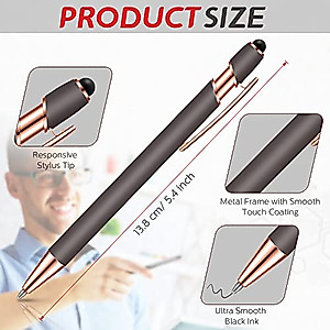 12 Pieces Ballpoint Pen with Stylus Tip, 1.0 mm Black Ink Metal Pen Stylus Pen for Touch Screens, 2 in 1 Stylus Ballpoint Pen (Gray and Rose Gold)