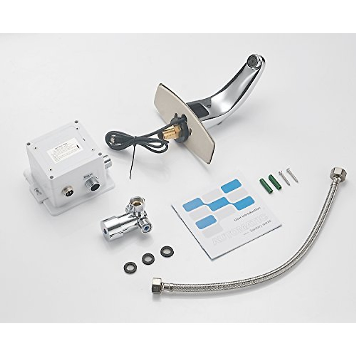 Greenspring Bathroom Sink Faucet Automatic Sensor Touchless with Hole Cover Plate Hands Chrome Vanity Modern Faucets Commercial with Control Box and Temperature Mixer