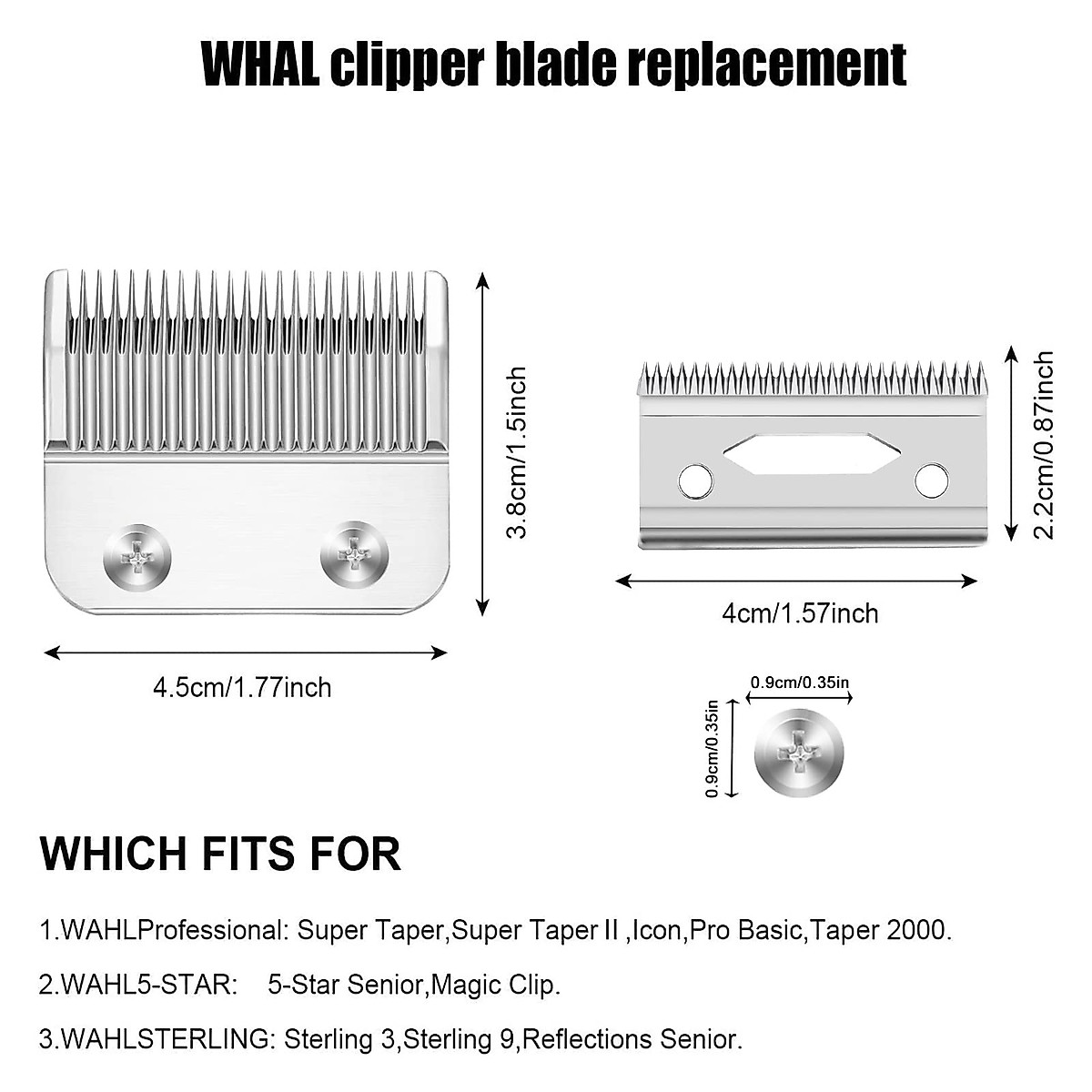 Professional Stagger-Tooth 2-Hole Clipper Blade for The 5 Star Series Wahl Clippers Cordless Magic Clip (Includes 2pcs Blade/Screws+2pcs Oil+ 2pcs Brush)
