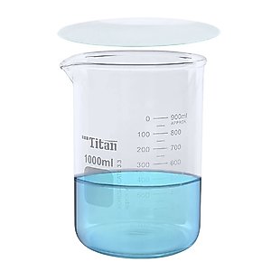 ADAMAS-BETA 1000ml Low Form Glass Beaker with 150mm Watch Glass Beaker Cover for Laboratory,Teaching,Science
