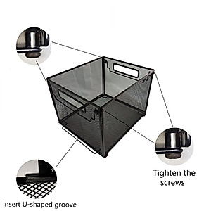 SETTFRFE Letter Size Hanging File Folder Organizer,Metal Filing Crate,File Basket for Hanging File,Black (Mesh metal)