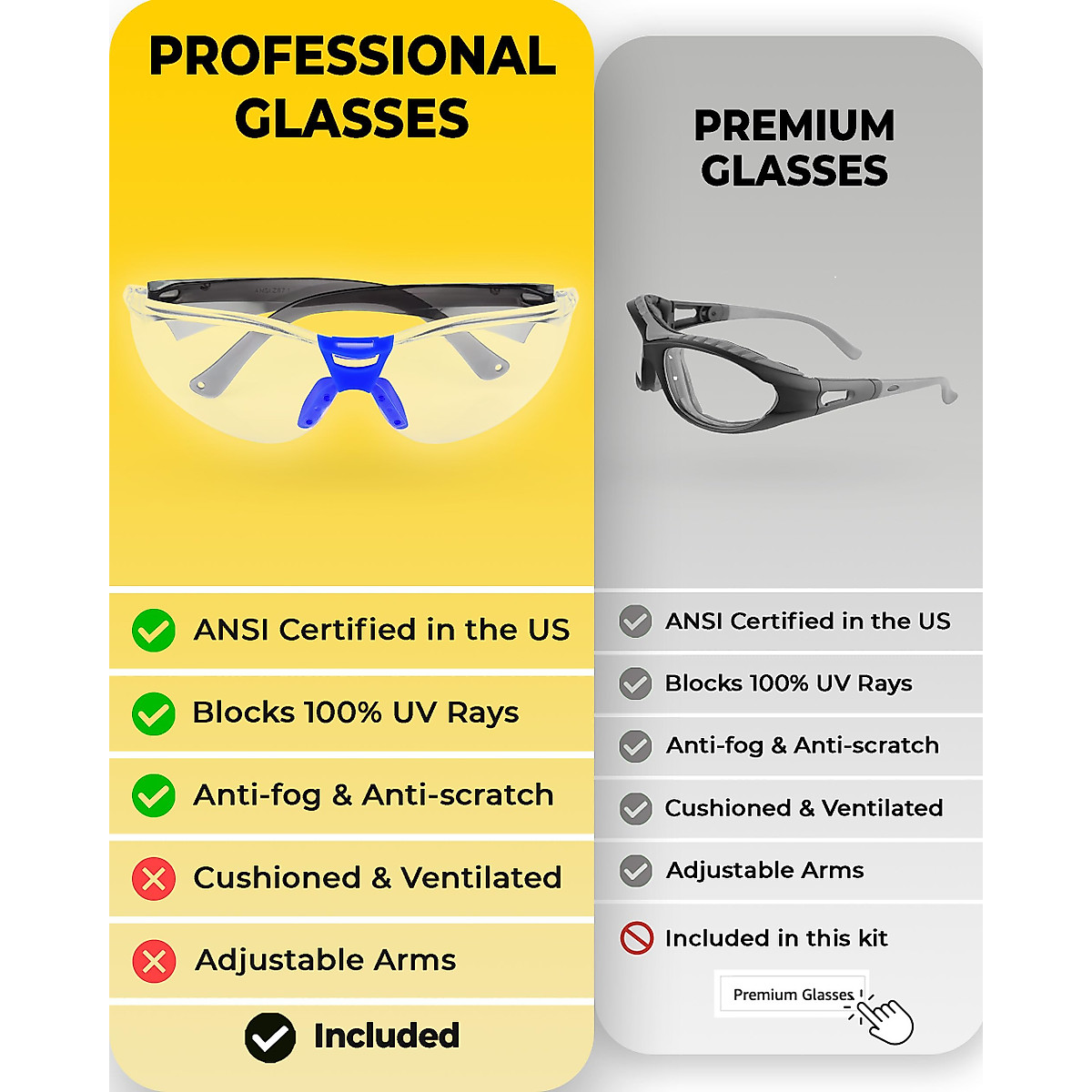 TradeSmart All-in-One Shooting Ear Protection & Range Glasses, 5 Earplugs & Hard Case - Ideal Shooter's Gift for Him and Her