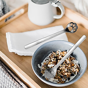 Cat Paw Spoon Stainless Steel Coffee Spoons Teaspoon Decoration Spoon Espresso Spoons Stirring Spoon for Dessert Ice-cream Cake Coffee Appetizer Set of 2