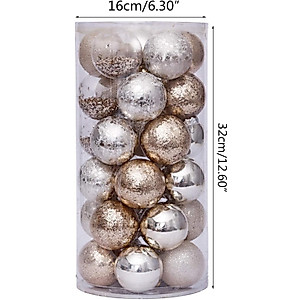 SYALEO 30pcs Christmas Balls Ornaments 60mm/2.36'' Shatterproof Christmas Tree Decoration Birthday Hanging Ball Decorative Xmas Baubles Wedding