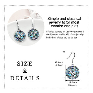 Dragon Earrings Gifts for Mom Her Women Sterling Silver Abalone Shell Irish Celtic Knot Dragon Dangle Earrings Jewelry