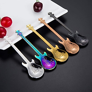 Guitar Spoon Set Stainless Steel Coffee Spoon - Demitasse Espresso Spoons 5pcs Solike