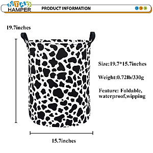 NTAOHAMPER Cow Laundry Basket,Collapsible Baby Nursery Hamper,Waterproof Kids Toys Storage Bin with Handles for Bedroom,Room Decor,Gift Basket(Cow Stria)
