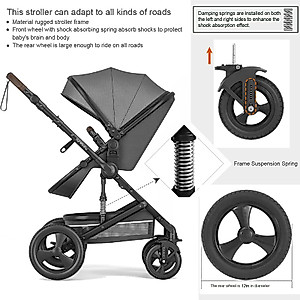 Baby Stroller for Newborn to Toddler, Cynebaby Bassinet Stroller Luxury Infant Pushchair Multi Position Reclining Pram with Mommy Bag/footmuff