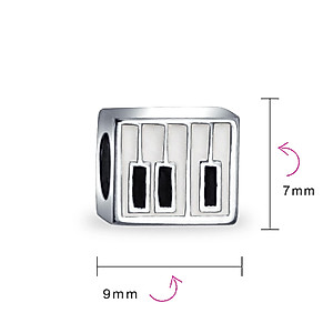 Music Student Teacher Musician Piano Keys Charm Bead For Teen For Women .925 Sterling Silver Fits European Bracelet