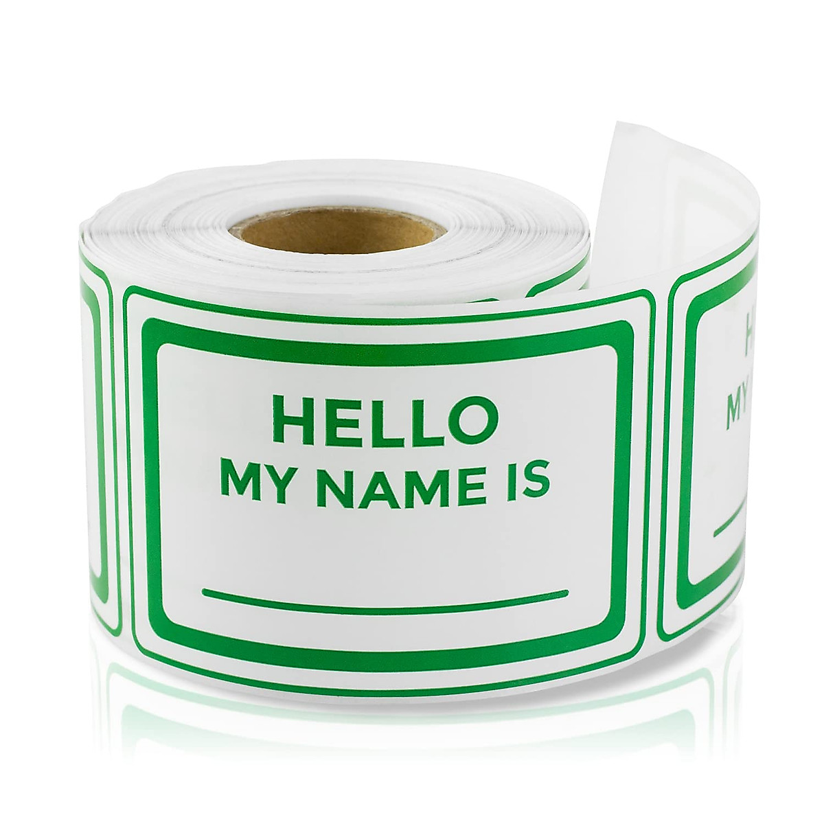 600 Hello My Name is Name Tag - 2 x 3 Inch Green Hello My Name is Stickers Roll Identification Badge Nametag for Conferences Offices and Schools - 2 Rolls of 300 Nametag Stickers