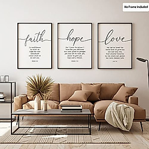 Faith Hope and Love Bible Verses 3 Piece Canvas Wall Art Decor Serenity Prayer Wall Art or Living Room Large Size Christian Art Religious Quotes Wall Decor Unframed Love Wall Art Prints 16x24inchx3