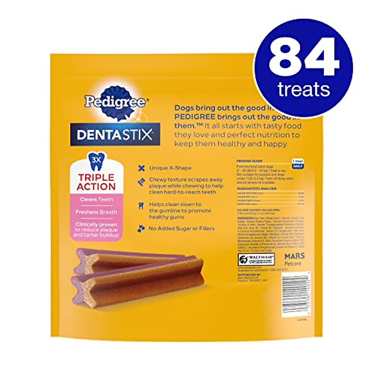 PEDIGREE DENTASTIX Dual Flavor Small Dog Dental Treats, Bacon & Chicken Flavors Dental Bones, 17.7 oz. Pack (84 Treats)