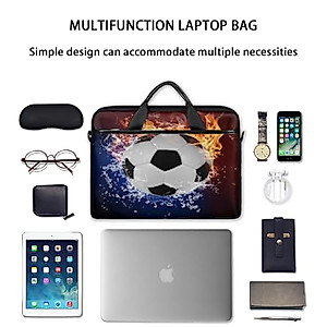 Soccer Fire Laptop Computer Bag Waterproof Shoulder Messenger Bag 13-15 inch Durable Laptop Tote Bag with Shoulder Strap Handle Lightweight Crossbody Briefcase