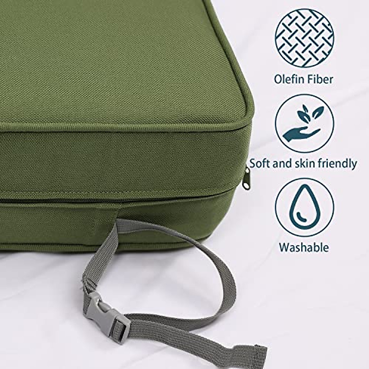 Aoodor 23” x 25.6” Patio Furniture Outdoor Deep Seat Single Chair Sofa Cushion Back Olefin Fabric Slipcover Sponge Foam - Green Color Set of 2 (2 Back 2 Seater 2 Pillow)