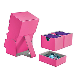 Gamegenic Galápagos Jogos Stronghold 200+ Convertible Deck Box | Double-Sleeved Card Storage | Card Game Protector | Nexofyber Surface | Holds up to 200 Cards | Pink Color | Made