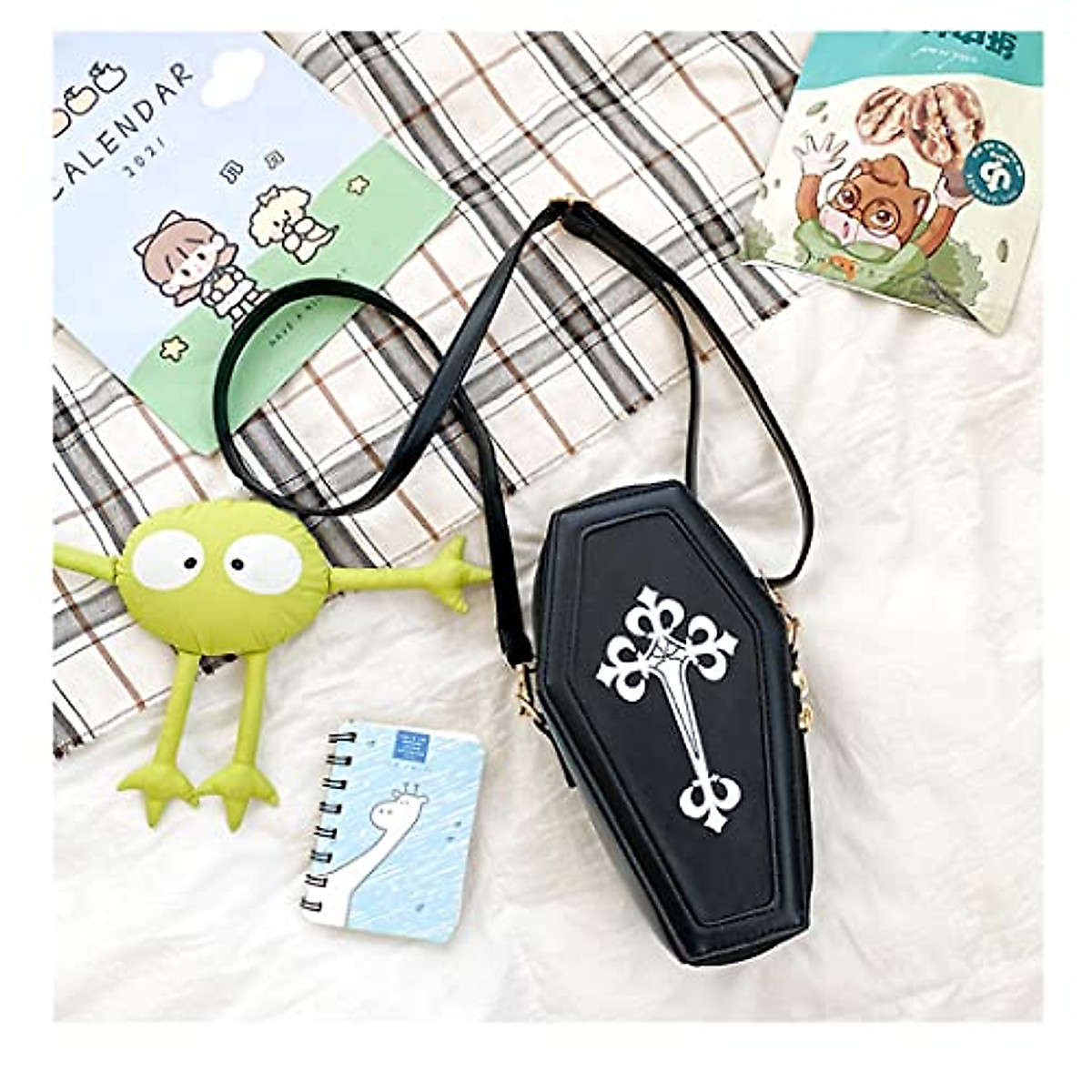 abigail paige Fashion Coffin Bags for Women Gothic Purse Shoulder Bag Girls Funny halloween purses and handbags Crossbody Bag (black)