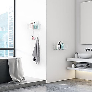 YBING Ironing Board Holder White Set of 2, Metal Iron Holder Wall Mount with Removable Hooks, Laundry Room Organizer with Ironing Board for Bathroom, Bedroom,Office