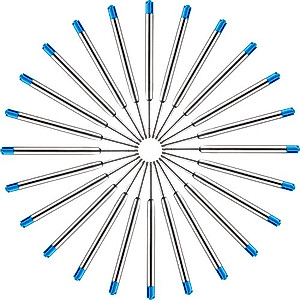 HeTaoCat Blue Ink Refill Pack of 5, Replaceable Ballpoint Pen Refills, Medium Point Metal Refil (Blue)