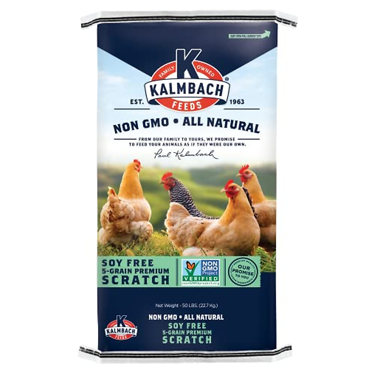 Kalmbach Feeds Soy Free Non-GMO 5 Grain Premium Scratch Grain Treat for Chickens, 50 lb