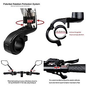 DRCKHROS Handlebar Bike Mirror E-bikes Mirrors Safe Clear Glass Mirrors, Anti-Shake 360° Rotatable High-Definition Shockproof Explosion-Proof Wide-angle Bicycle Rear View Mirror …