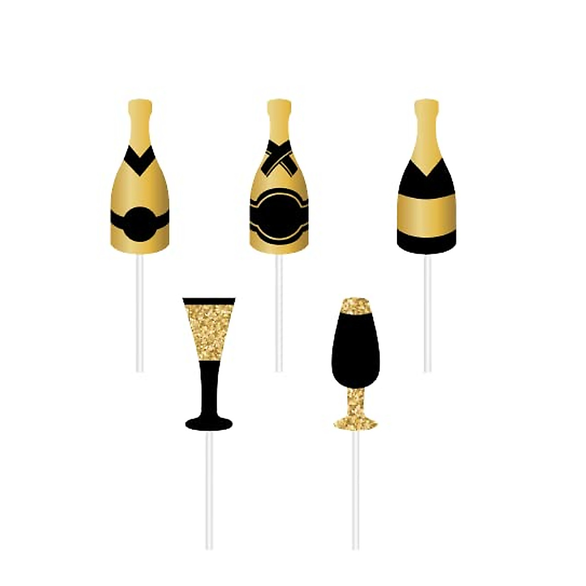 Merrymelting Birthday Candle for Cake Topper (Champagne Bottles Birthday Candle), Gold