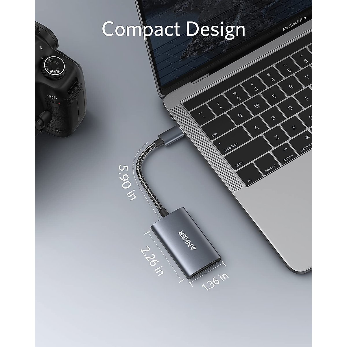 Anker USB-C SD 4.0 Card Reader, PowerExpand+ 2-in-1 Memory Card Reader, for SDXC, SDHC, SD, MMC, RS-MMC, Micro SDXC, Micro SD, Micro SDHC Card, UHS-II, and UHS-I Cards