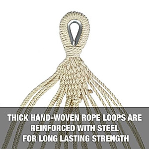 Bliss Hammocks BH-400W5CA 40" Wide Hammock w/Hand-Woven Rope Loops & Hanging Ropes, Outdoor, Patio, Backyard Durable, Cotton and Polyester Blend, 220 Lbs Capacity, Patriotic Stripe