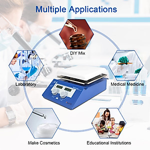 Digital Magnetic Hotplate Stirrer LED Display with Temperature Probe and Stir Bar Mixer 20L Stirring Capacity 350°C/662°F Hot Plate with Magnetic Stirrer 1500RPM