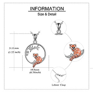 YAFEINI Red Panda Gifts Sterling Silver Red Panda Pendant Necklace Cute Red Panda Jewelry for Women Gifts