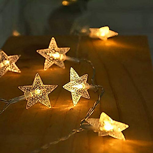 Tasodin Star String Lights Battery Operated Waterproof 40 LED 20 FT Star Fairy String Lights with Remote Control for Home, Party, Christmas, Wedding, Garden Decoration, Warm White