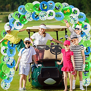 Capoda 60 Pcs Golf Theme Party Decoration 12 Inch Golf Balloons Bulk Golf Navy Blue Green White Latex Balloons Confetti Balloons with 2 Ribbons for Kids Golf Sport Birthday Party Decor Supplies