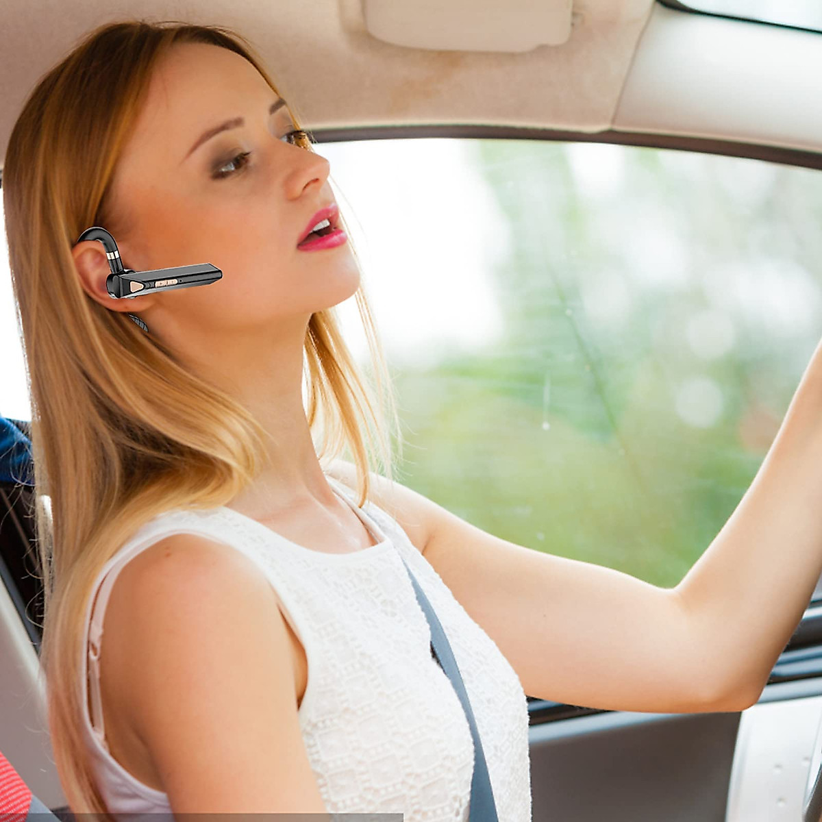 MUSERAY K3 Bluetooth Headset V5.1, [Upgraded] Single-Ear Bluetooth Earpiece 108 Hrs Playtime with Charging Case, Ear Earphones with Noise Canceling Dual-Mic, for Business,Office and Driving,