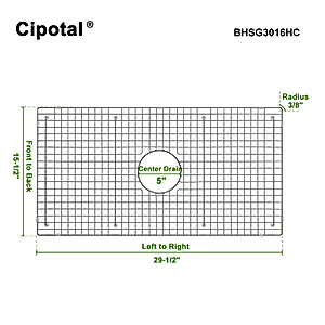 CIPOTAL 29.5 in. x 15.5 in. Centre Drain Sink Protector with Supersoft Silicone Feet in 304 Grade Stainless Steel