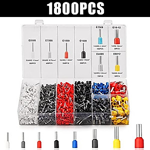 Ferrule Crimping Tool Kit - Sopoby Ferrule Crimper Plier (AWG 28-7) with 1800pcs Wire Ferrules Kit Wire Ends Terminals