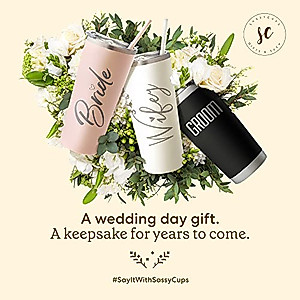 Wifey Tumbler | 22 Ounce White Engraved Stainless Steel Insulated Tumbler with Slide Close Lid and Straw | Bridal Shower | Bride To Be Gifts | Engagement Gift | Valentine's Day Gifts