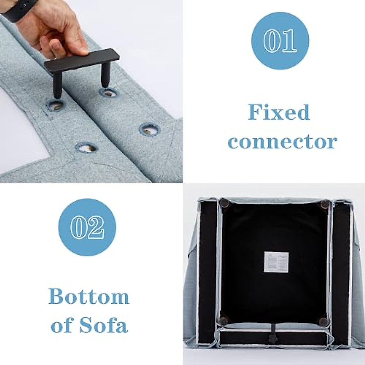 Convertible Modular Sectional Sofa Sleeper Couch,Free Combination Sofa Couch for Living Room,Seat Cushion and Back Cushion Removable and Washable,Light Blue (3 Seater with 1 Ottoman)