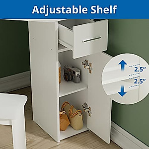 Cozy Castle Corner Vanity Set, Makeup Vanity Desk with Mirror and Lights, Vanity Table with Drawer and Adjustable Shelf for Bedroom, White