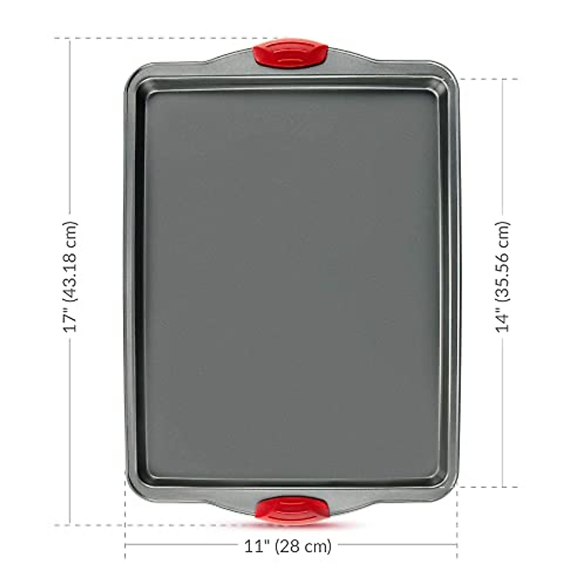 Nonstick Baking Sheet Tray Set of 3 - These Cookie Sheet Pans are Non-toxic, Dent, Warp, and Rust Resistant. Made with Heavy Gauge Carbon Steel for Oven Baking Sheets.