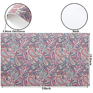 Picheng Paisley Flower Faux Leather Sheets: Paisley Cashew Flower Faux Leather Rolls 13.8"X53"(35cmX135cm) PU Solid Faux Leather Sheet for Making Crafts, Sewing DIY Projects (Paisley Flower-C)