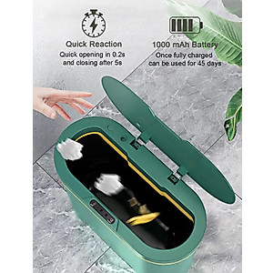 aDeerElf Automatic Trash Can with Essential Oil Diffuser,4 Gallon Bathroom Trash Cans with Lids,Touchless Trash Can Bedroom,Small Smart Trash Cans Motion Sensor Green