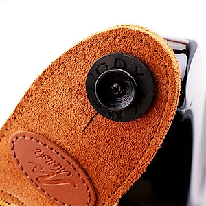 Guitar Strap for Acoustic, Electric Guitars with Suede Leather Ends, Includes 2 Safety Locks, 1 Leather Guitar Strap Button